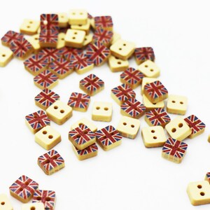 Mini England Flag Wooden Button, British Flag, Tiny Square Shape, 8mm ...