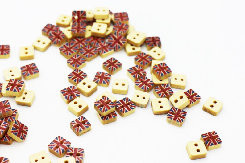 Mini England Flag Wooden Button British Flag Button Tiny - Etsy