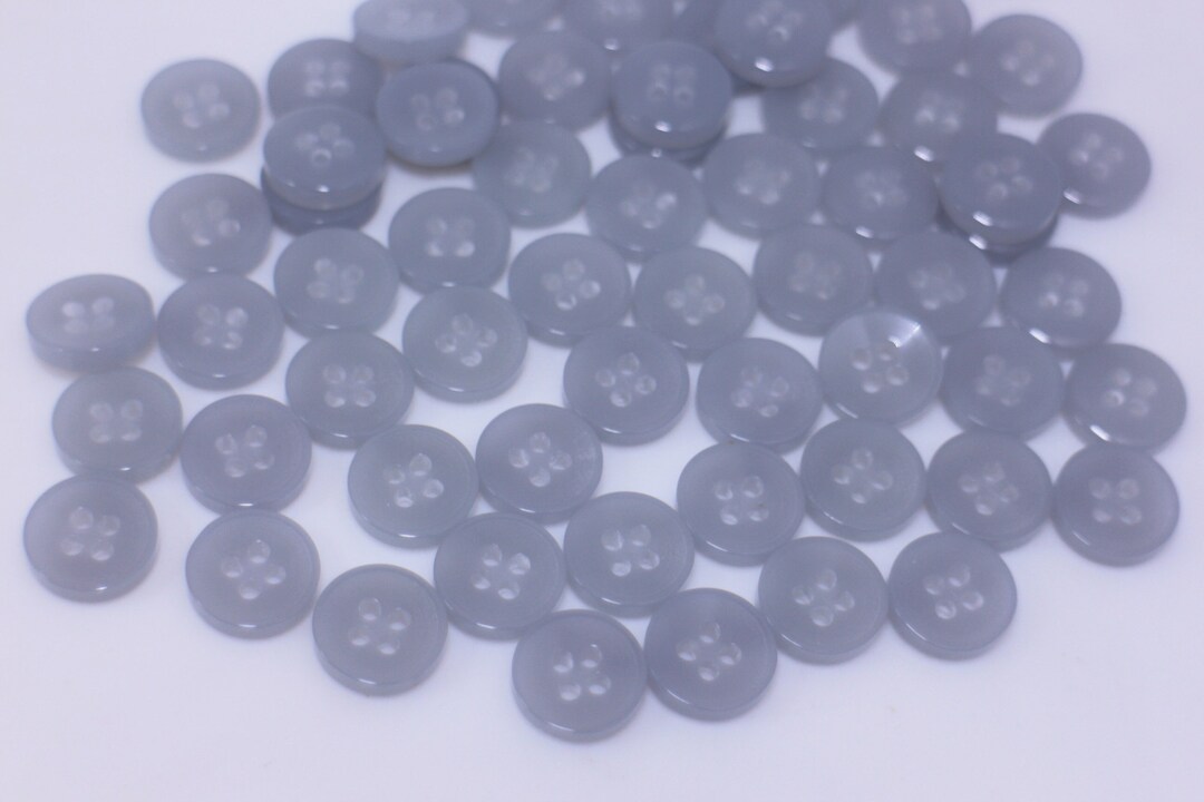Gray Button, Light Grey Color, Bowl Shape, Four Holes, Candy Colors ...