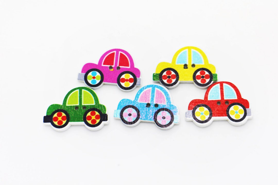 Toy Car Wooden Button, Mixed Lots Wood Buttons, Baby Children Button ...