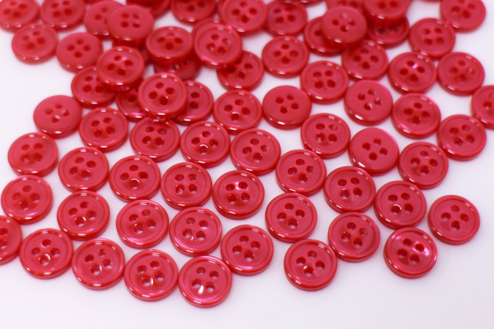 Red Buttons, Bright Red Color, Raised Top, Four Holes, for Sewing ...
