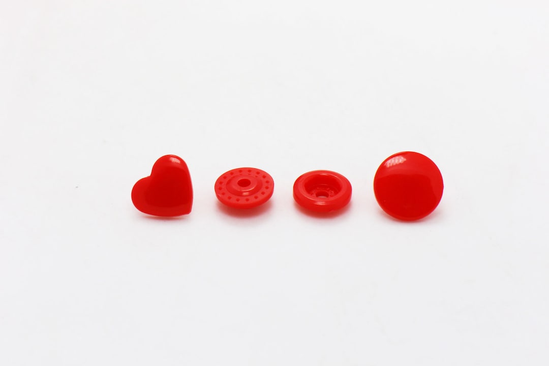 Heart Shape Snap Fastener, Bright Red, Snap Button, Press Stud, Baby ...