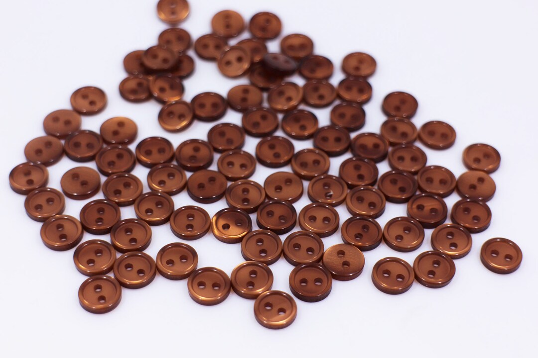 Mini Brown Button, Extra Small Tiny Size, Two Holes, 9mm, 0.35inch ...