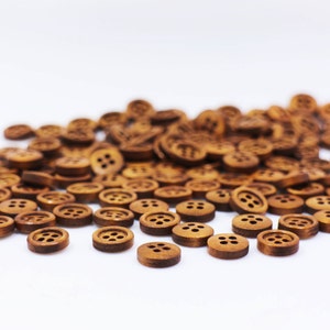 Extra Small Brown Wooden Button, 10mm, 0.39inch, Mini Size, Natural ...