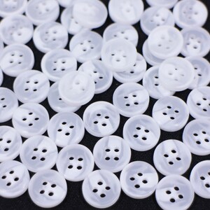 White Marble Pattern Buttons, Resin Buttons, Small Retro Four Holes ...