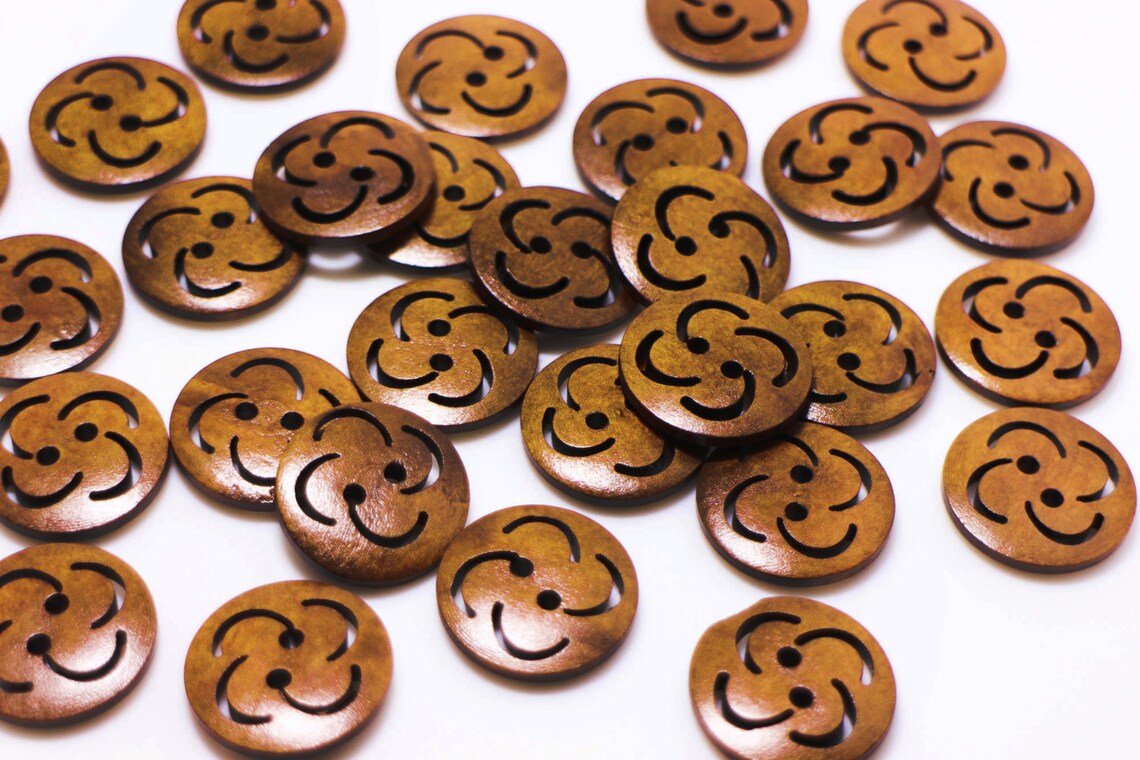 Brown Flower Cutout Wooden Button Floral Button Coat Button - Etsy