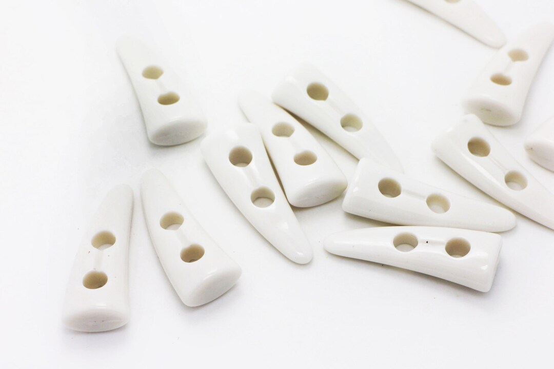 White Toggle Button, Made of Resin, Solid Color, Two Holes, for Sewing ...