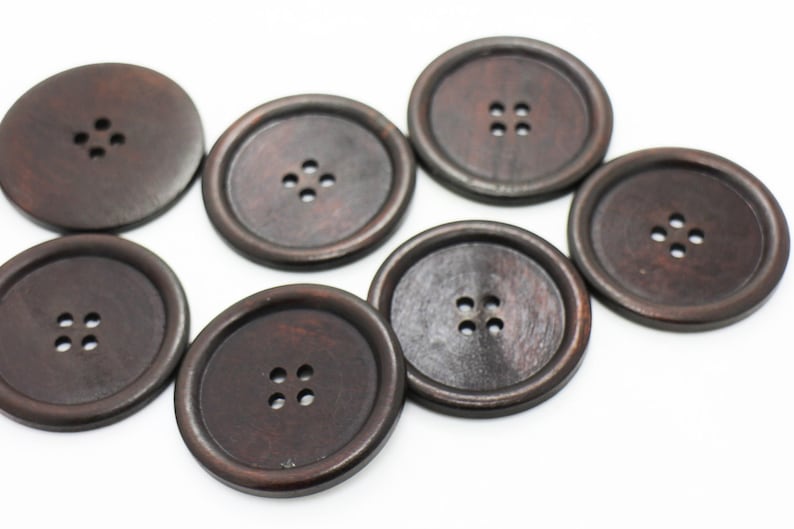 5 Extra Large Dark Brown Wooden Button, Coat Button, Decorative Button ...