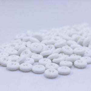 Tiny Matte White Buttons, Bowl Shaped, Extra Small Mini Size, Four ...