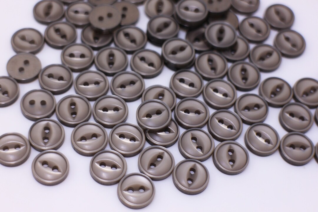 Gray Cat Eye Cut Out Button, Grey Color, Small Round Shape, Two Holes ...