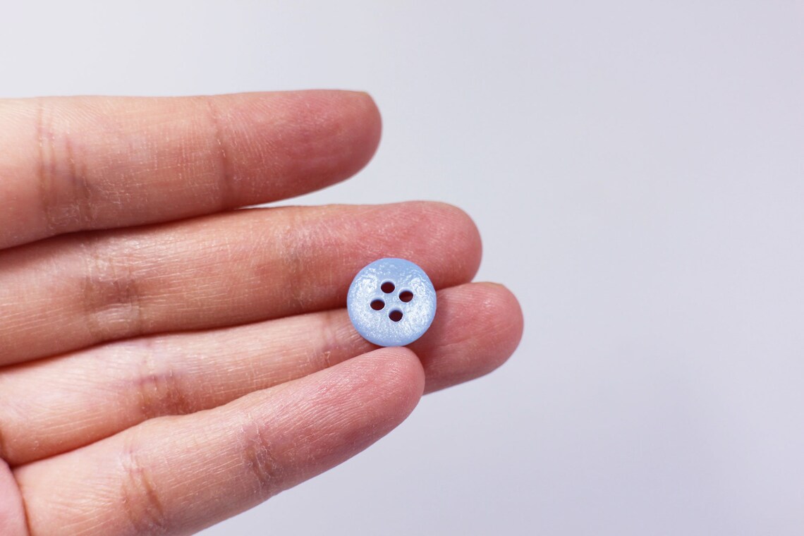 Shiny Light Blue Button Pastel Blue Textured Button Four | Etsy