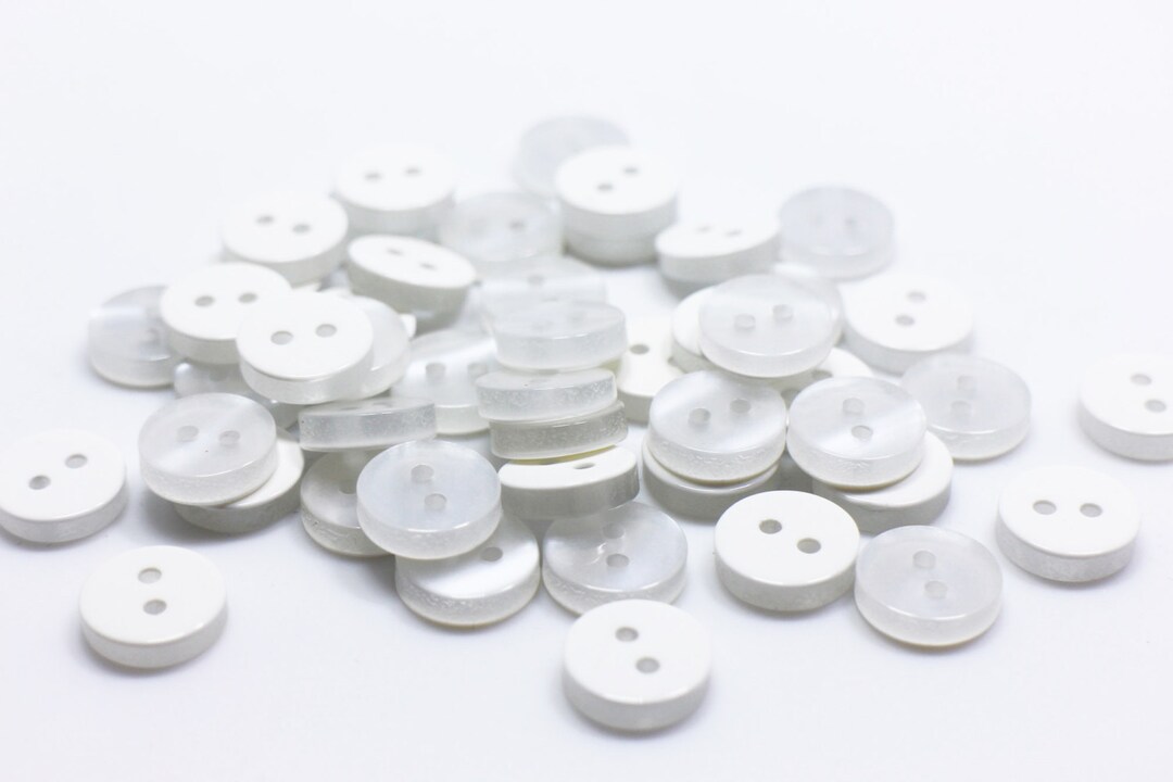 Shiny White Buttons, Flat Top, Simple Basic Standard, Made of Resin ...