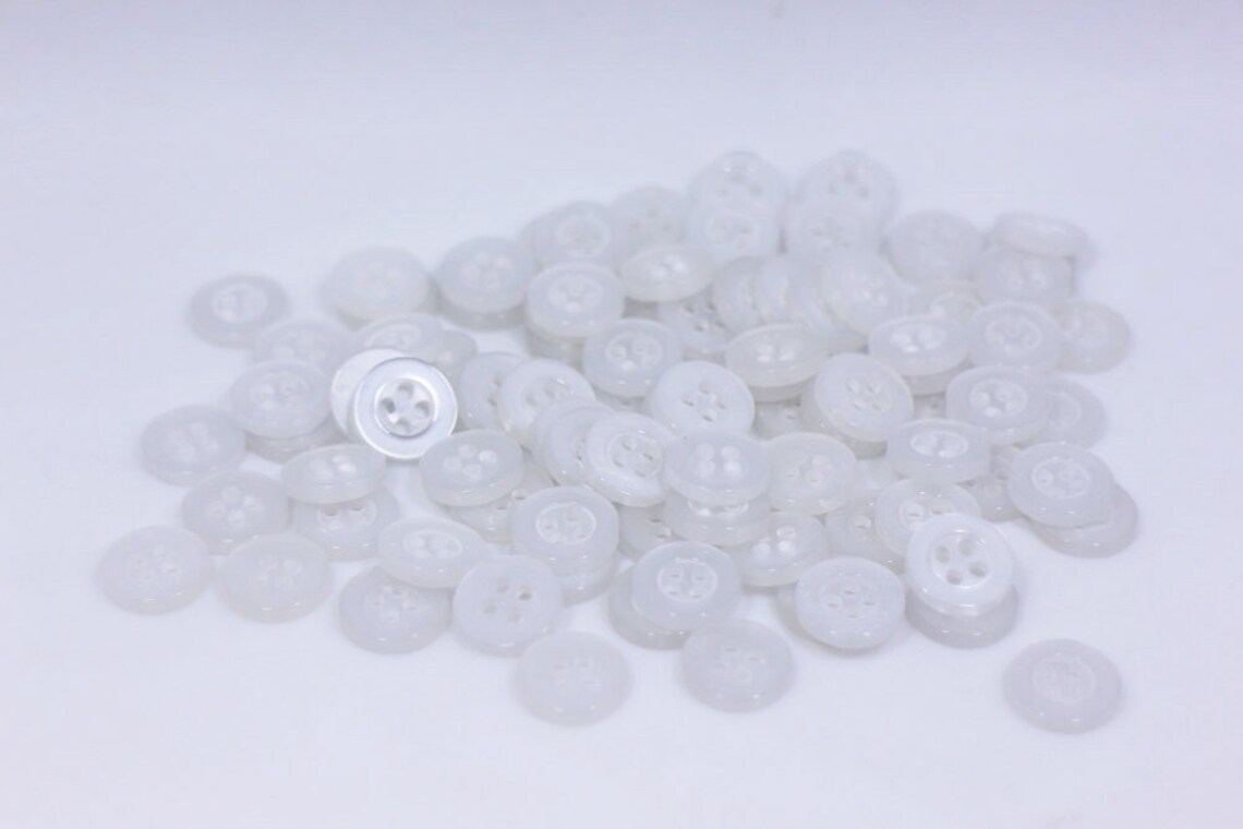 50 White Button Raised Edge Semi-transparent Button Small - Etsy