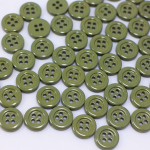 Army Green Buttons, Dark Green Color, Glossy Finish, Four Holes, Round ...