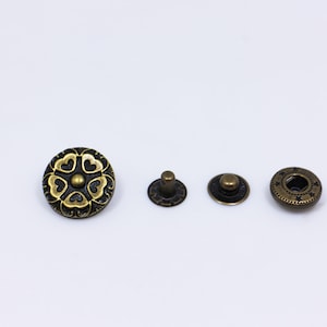 Flower Snap Fastener, Floral Shape Snap Button, Antique Bronze Press ...