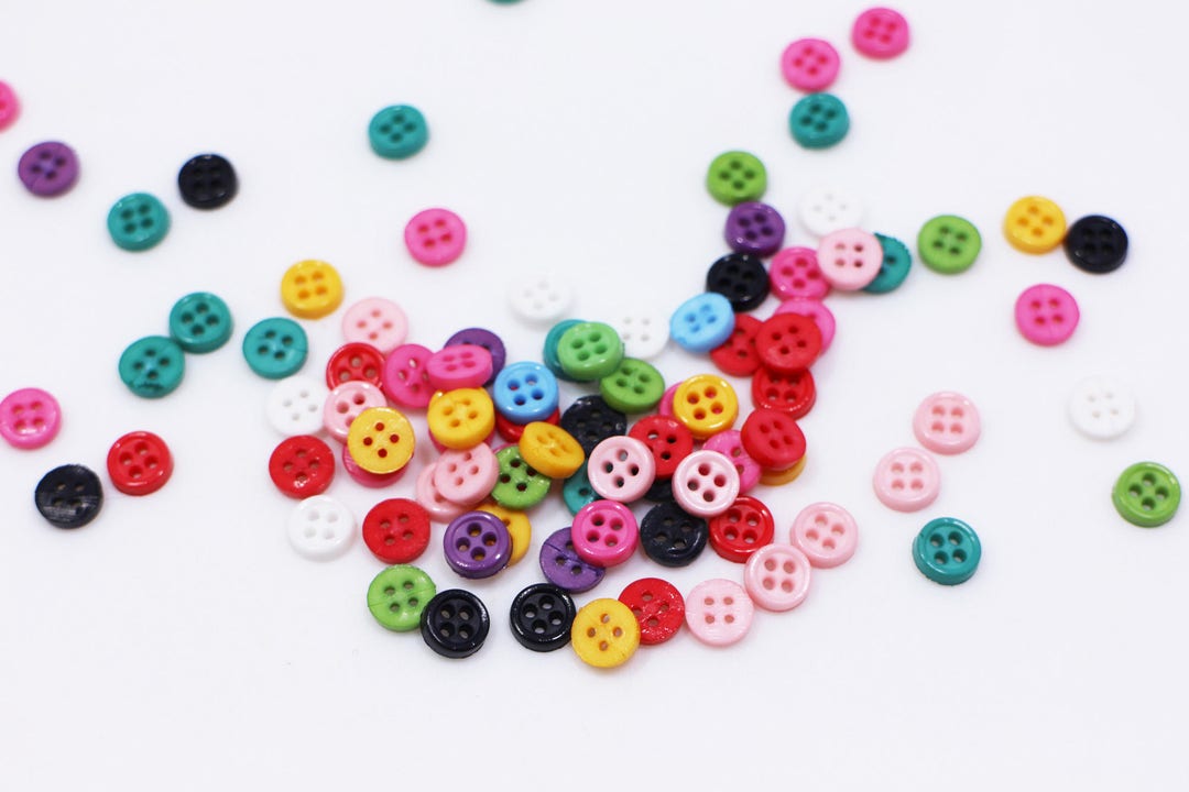 50 Mini Button, Extra Small Tiny Size, Mixed Color, Round Shape ...