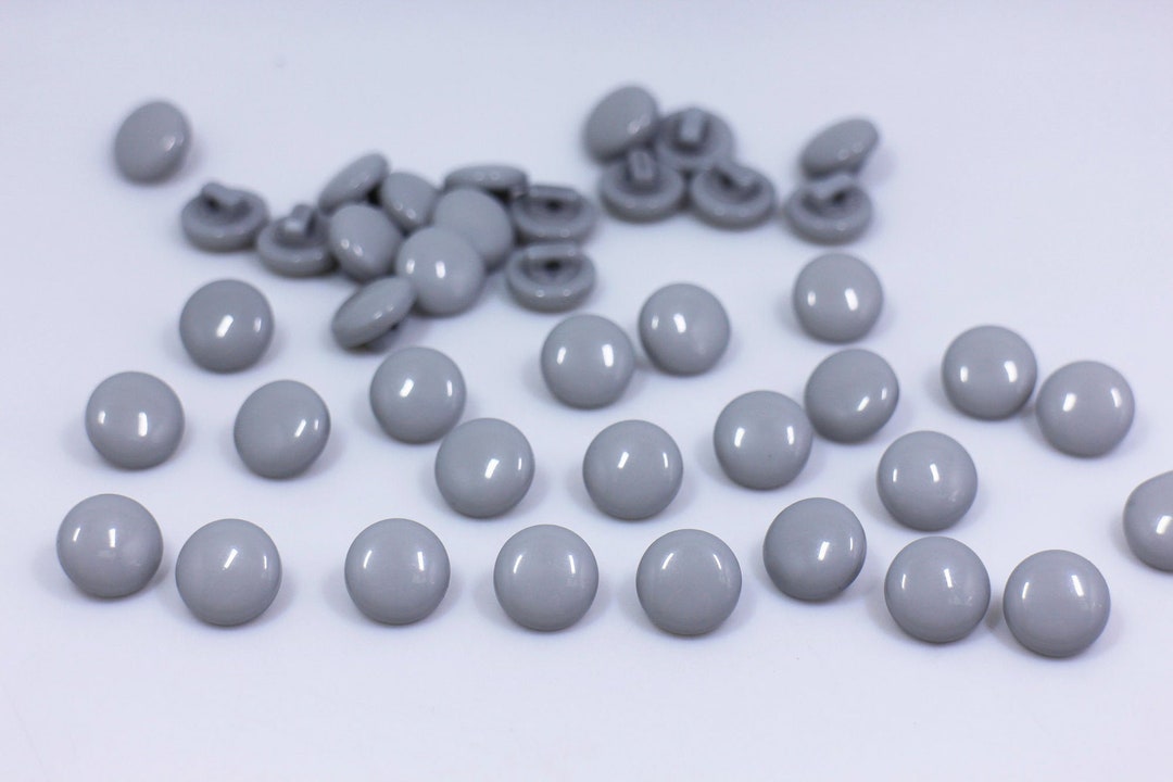 Light Grey Shank Button, Glossy Finish, Solid Gray Color, Small Size ...