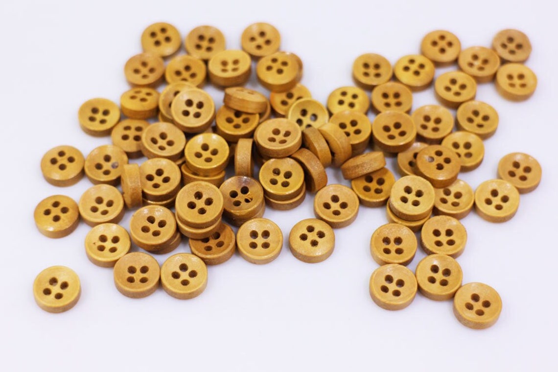 Extra Small Brown Wooden Button, 10mm, 0.39inch, Mini Tiny Size, Bowl ...