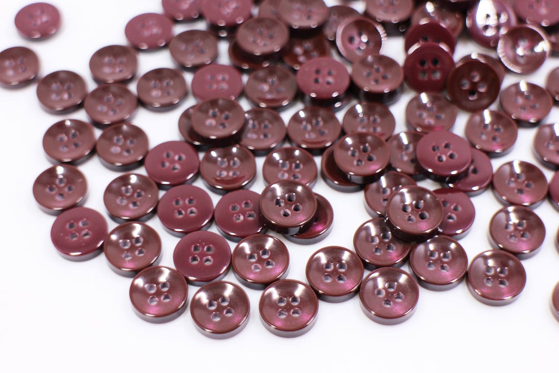 Dark Red Buttons, Wine Red Burgundy Color, Bowl Shape, Four Holes ...