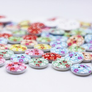 Sakura Wooden Buttons, Japanese Flower Print, Small Size, Round Shaped ...