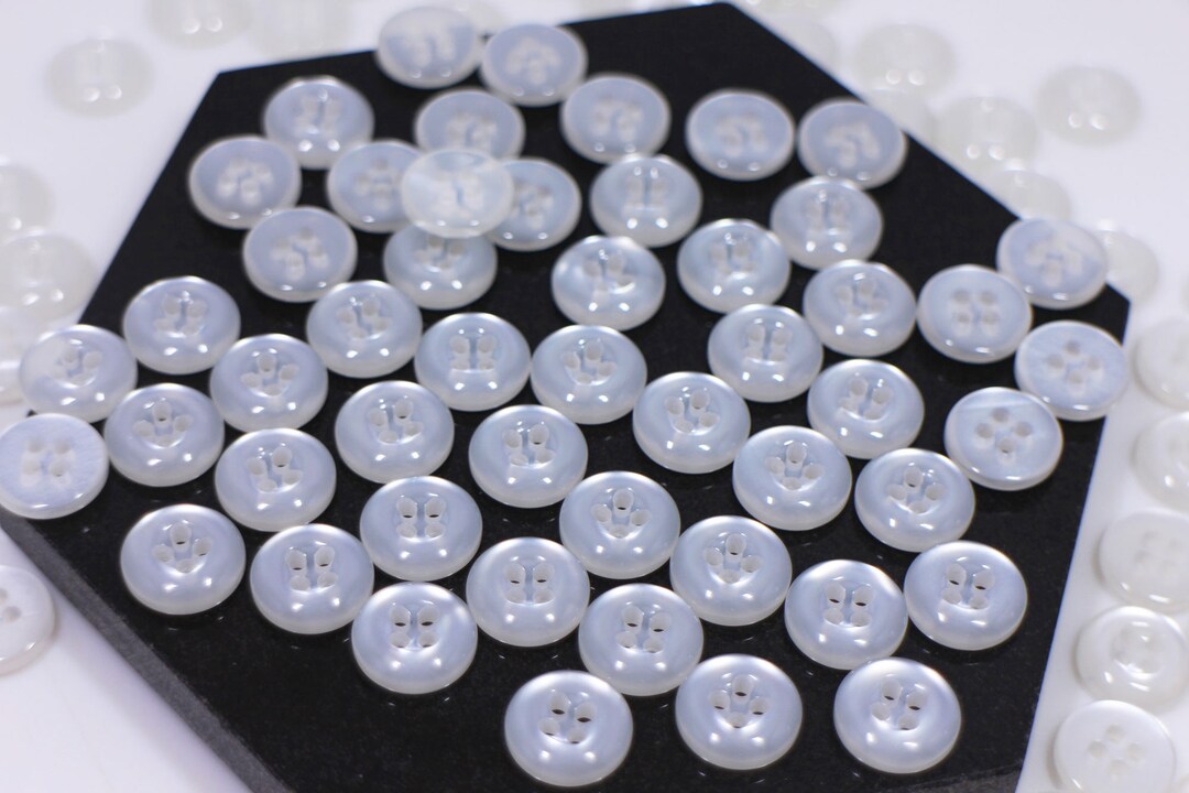 Cream White Thick Button, Shiny Finish, Raised Edge, Four Holes, for ...