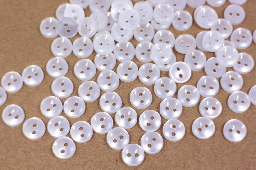 Tiny White Buttons, Mini Extra Small Size, Bowl Shaped, Two Hole, for ...