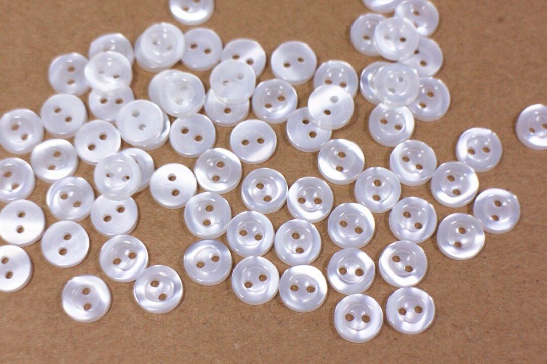 Tiny White Buttons, Mini Extra Small Size, Wide Edge, Two Hole, for ...