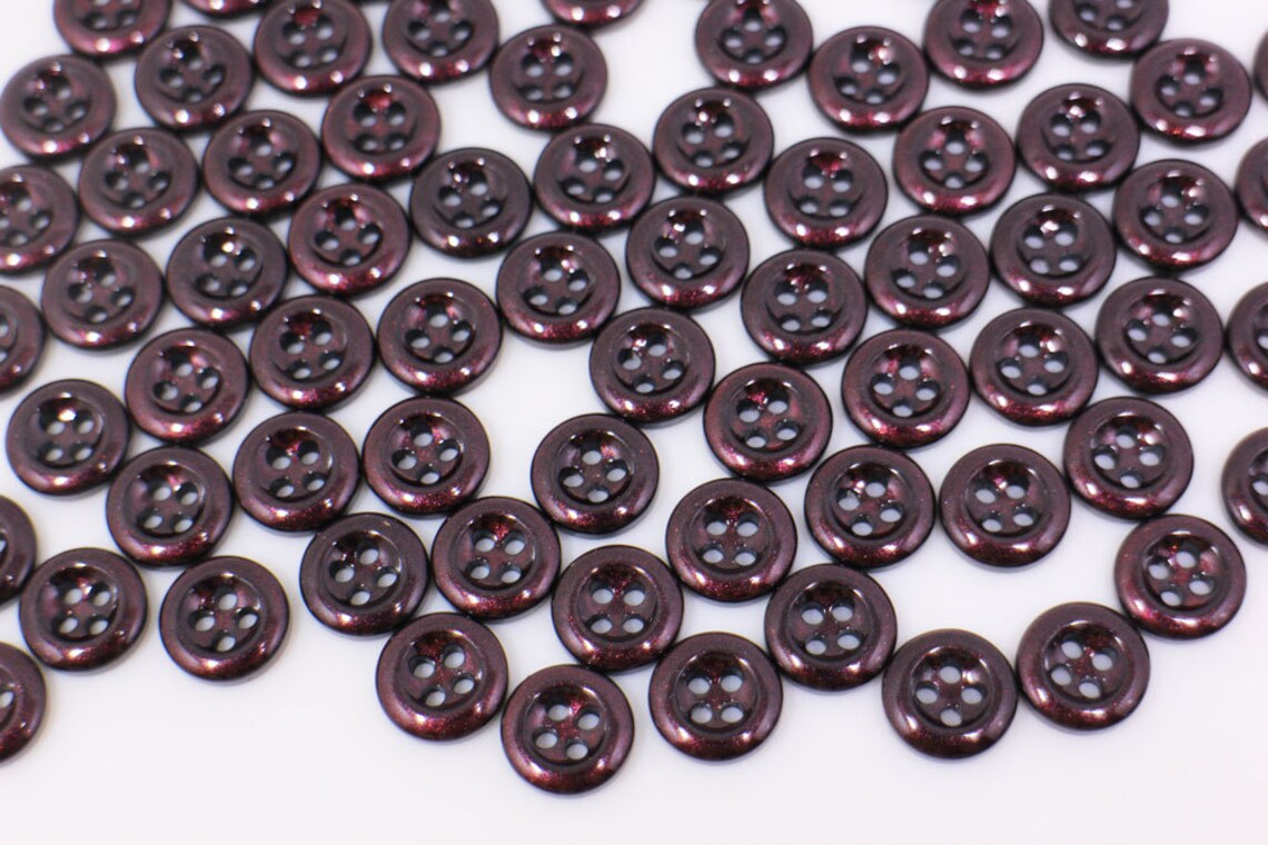 Dark Red Buttons Small Size Metallic Finish Raised Edge - Etsy