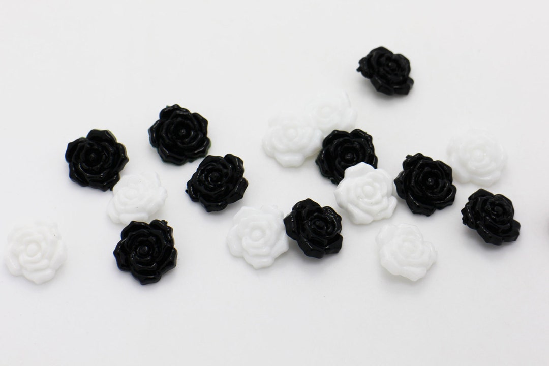 Rose Shank Buttons, Black or White Color, Flower Shaped, Elegant ...