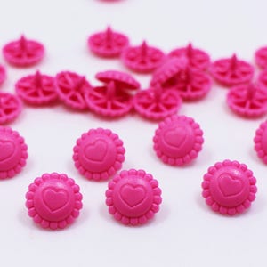 Pink Heart Snap Fastener, Bright Pink Snap Buttons, Flower Shaped Snap ...