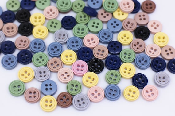 Mini Mixed Colors Wooden Buttons Extra Small Buttons Four | Etsy