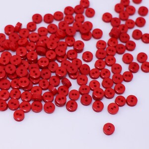 50 Mini Red Button, Tiny Extra Small Size, Solid Bright Red Color, for ...