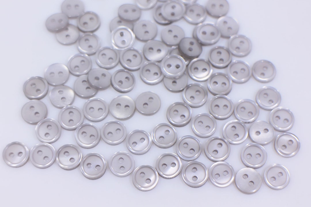 Mini Gray Button, Light Grey Color, Tiny Extra Small Size, Two Holes ...