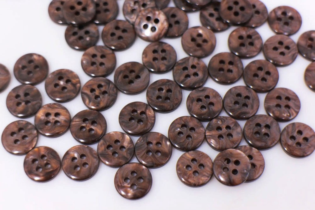Dark Brown Buttons, Shell Looking, Smooth Edge, Dark Blue Color, Four ...