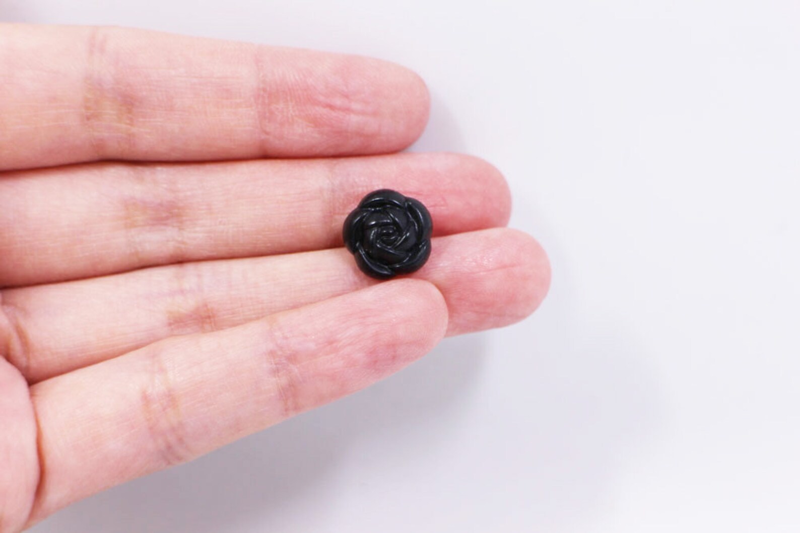 Black Rose Shank Buttons, Flower Floral Shape, Made of ABS Plastic, for ...