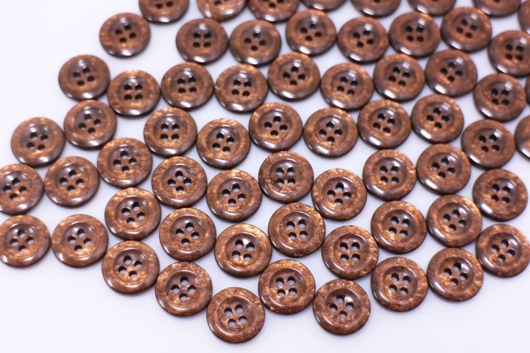 Small Brown Buttons, Shell Looking, Four Holes, for Sewing Shirt Blouse ...