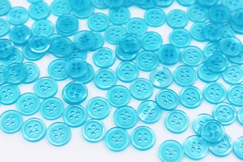 50 pcs Light Blue Four Holes Button Small Shiny Buttons | Etsy
