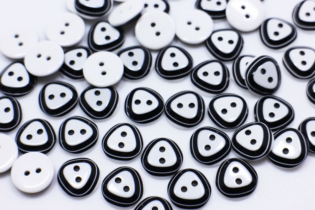Triangle Button, Black and White Color, for Sewing Blouse Shirt, Two ...