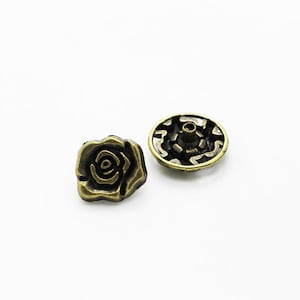 Flower Rose Snap Fastener, Rose Snap Button, Antique Bronze Press Stud ...