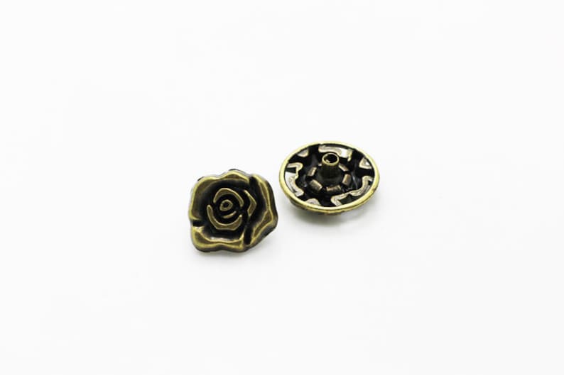 Flower Rose Snap Fastener Rose Snap Button Antique Bronze - Etsy