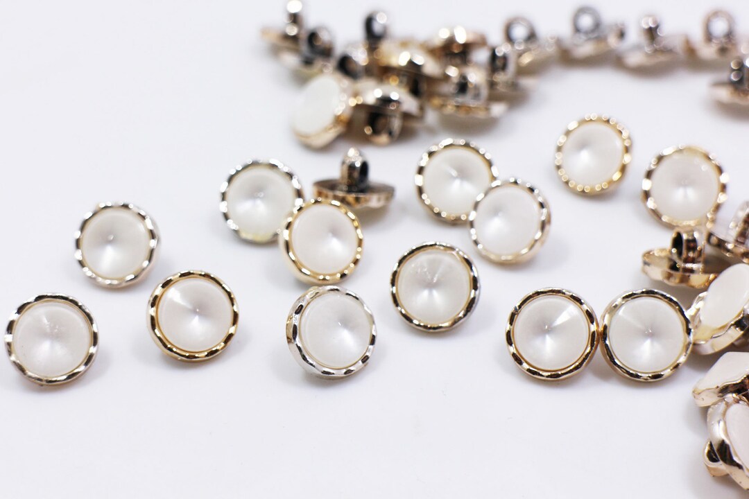 Gold Pointy Shank Buttons, Golden and White Color, for Sewing Cardigan ...