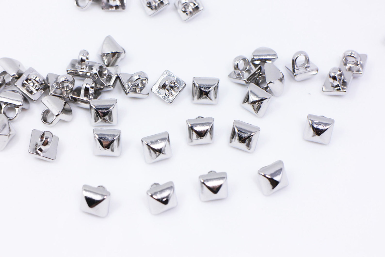 Mini Silver Square Rivet Shank Button Tiny Silver Pointy - Etsy