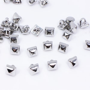 Mini Silver Square Rivet Shank Button, Made of ABS Plastic, Pointy Top ...