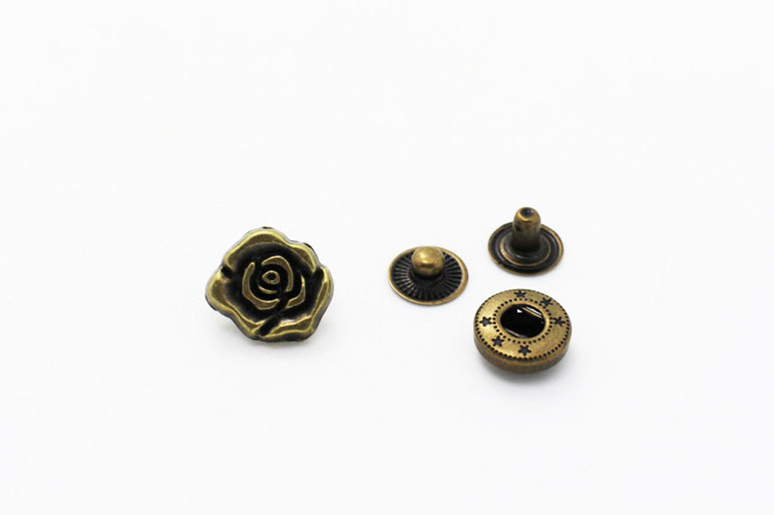 Flower Rose Snap Fastener Rose Snap Button Antique Bronze - Etsy