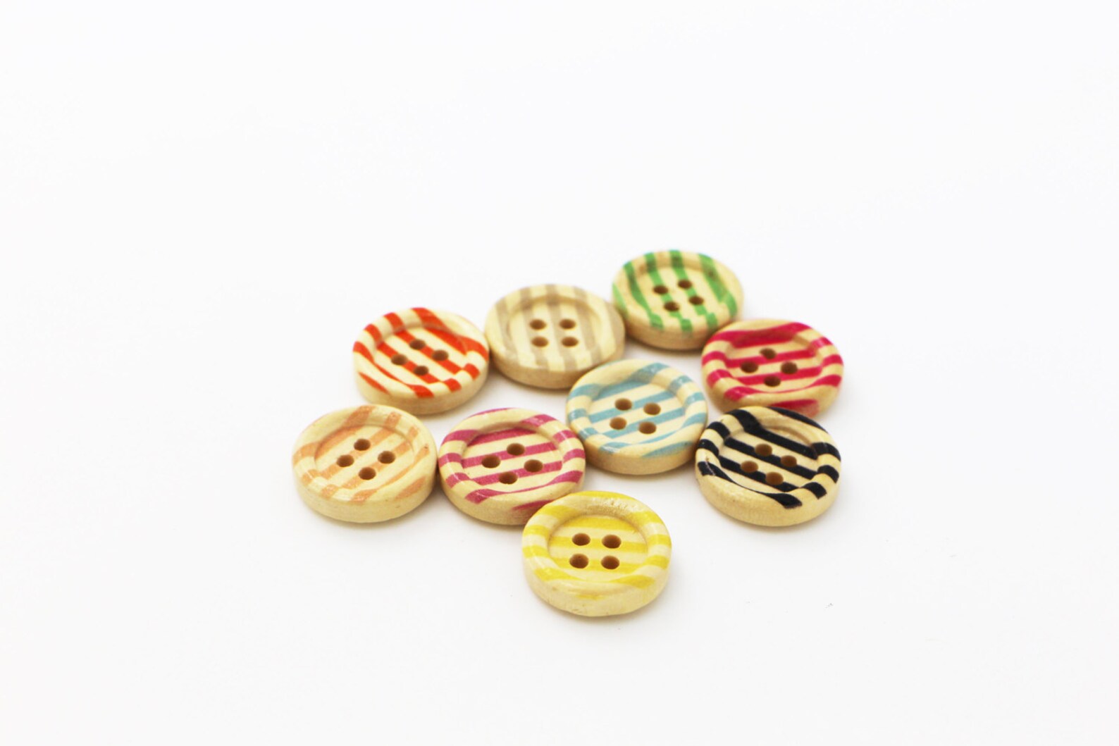 Striped Wooden Button Children Button Baby Button Rainbow - Etsy