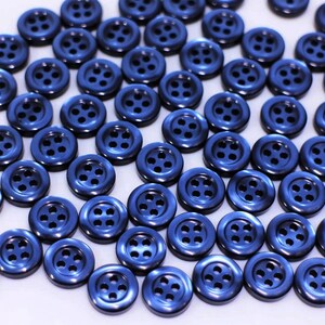 Dark Blue Buttons, Shiny Raised Edge Button, Four Holes Sewing Buttons ...