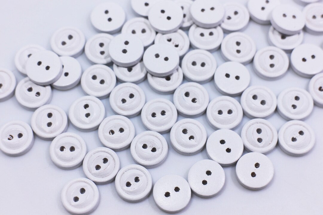 Small White Wooden Button, Mini Wood Buttons, Two Holes Wood Buttons ...