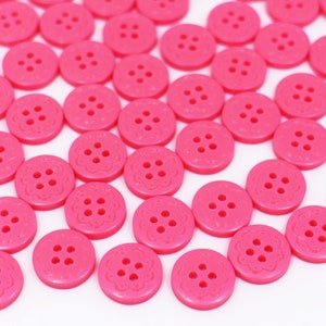 Pink Floral Button Hot Pink Flower Button Small Four Holes - Etsy
