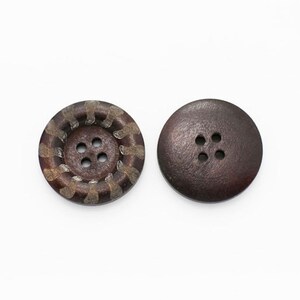 Tribal Pattern Wooden Buttons, Natural Wood Button, Dark Brown Wooden ...