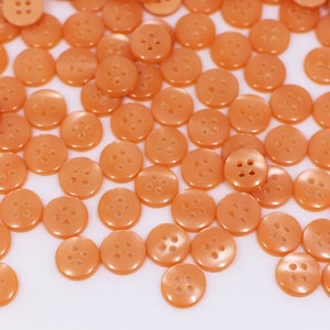 Light Orange Button, Shiny Orange Button, Small Four Holes Sewing ...